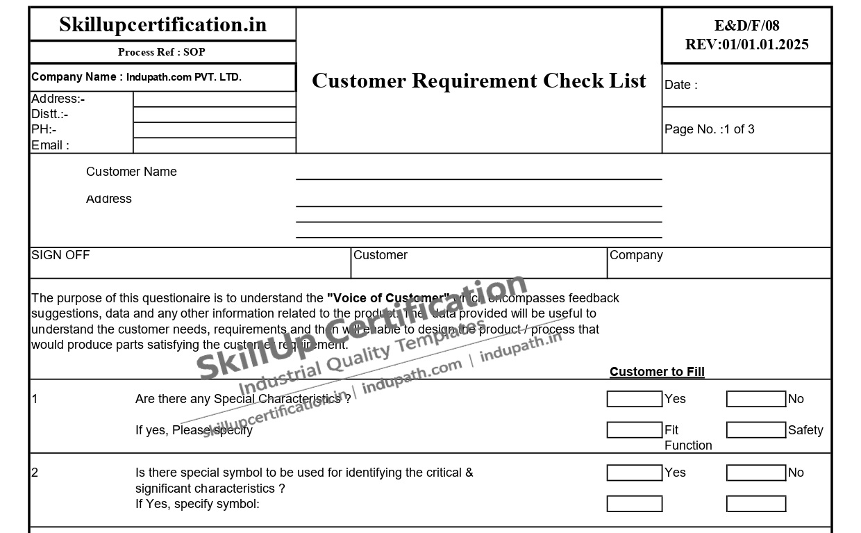 Customer Requirement Check List Template download - 28 Key Points Explained