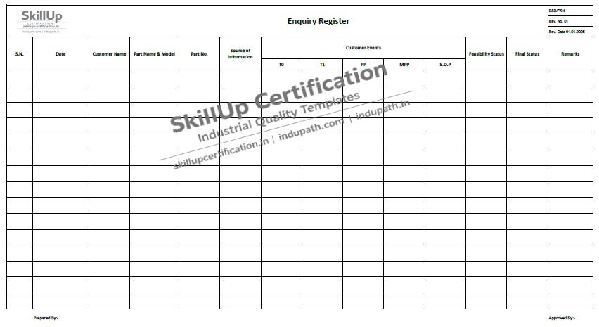 Enquiry Register Excel Template: 7 Key Fields & Download